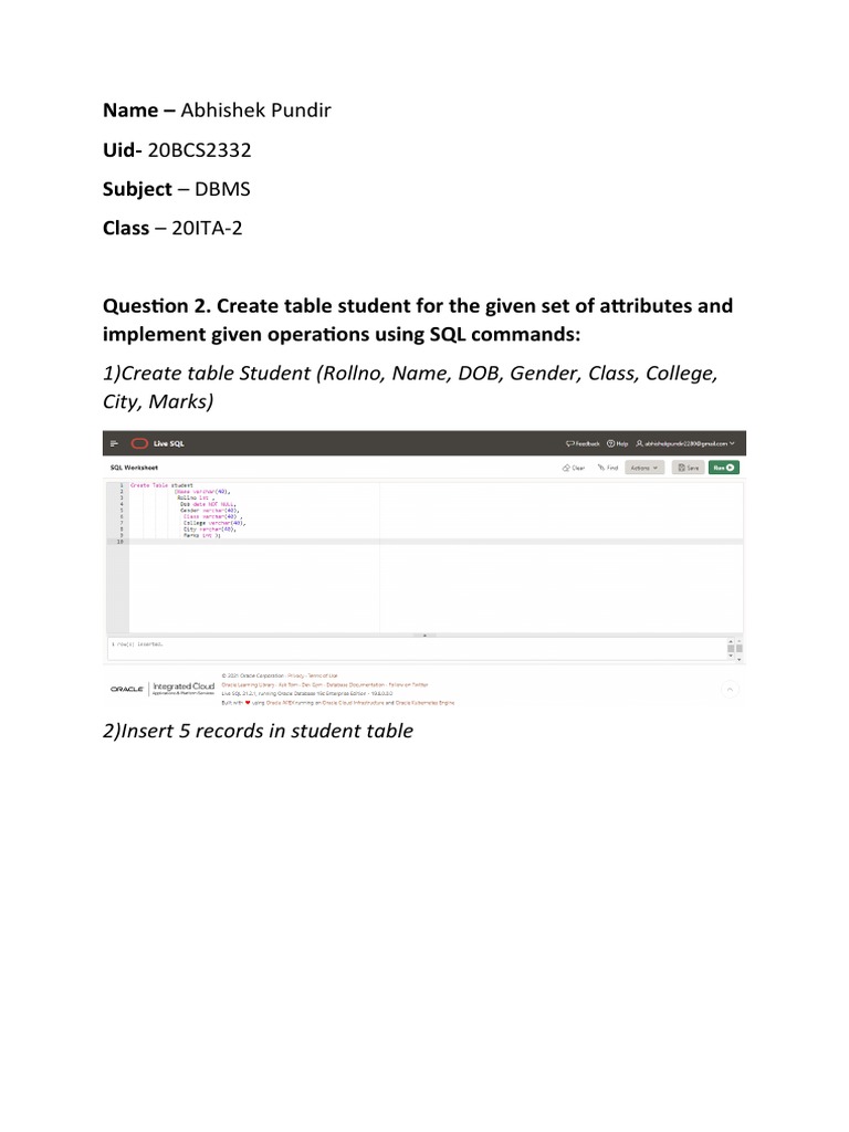 Create Table Student | PDF