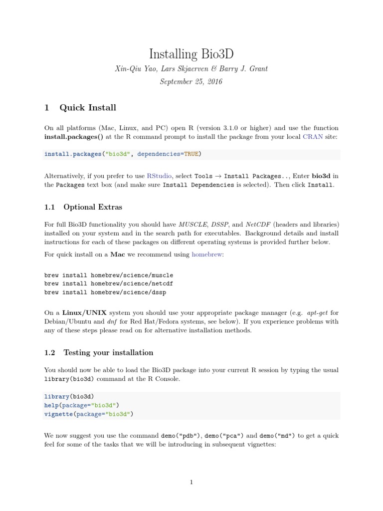 Bio3D Install | Download Free PDF | R (Programming Language) | Mac Os