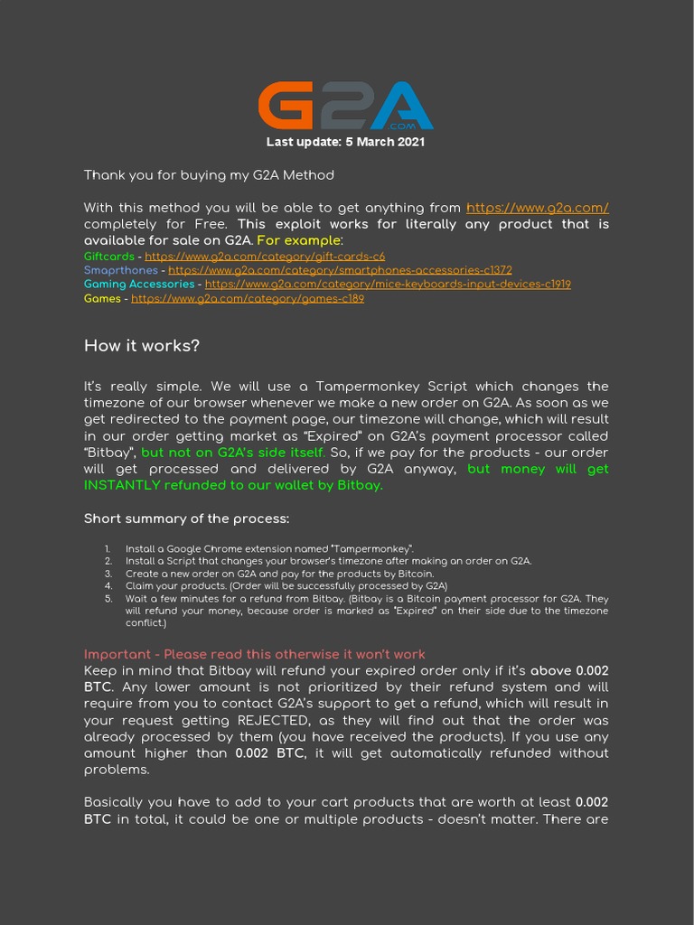 G2A Method - Updated 5 March 2021 | PDF | Bitcoin | Software