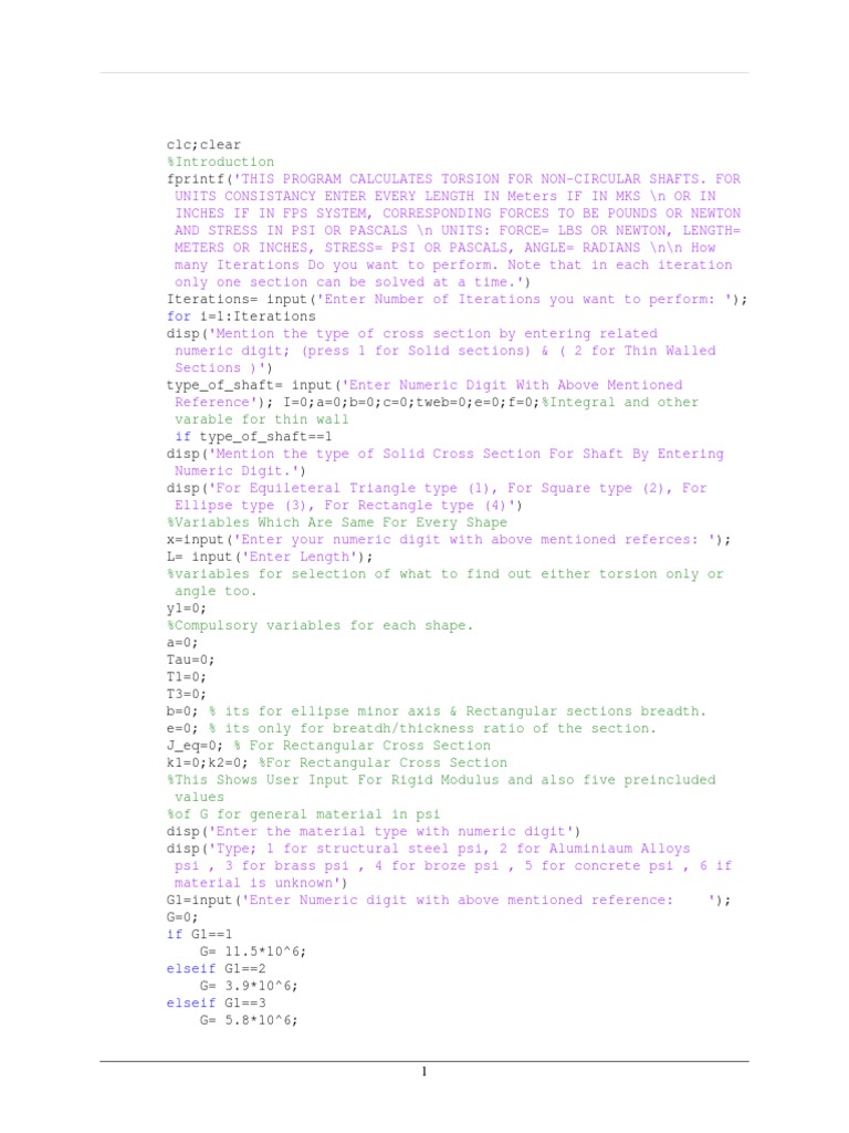 Torsion in Circular Shaft by Matlab | PDF | Rectangle | Elementary Geometry
