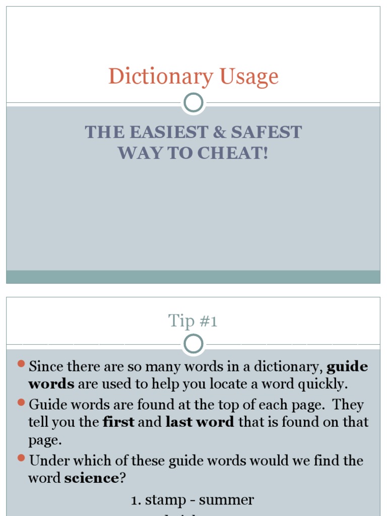 Dictionary Cheat Sheet Guide | PDF | Dictionary | Lexicology
