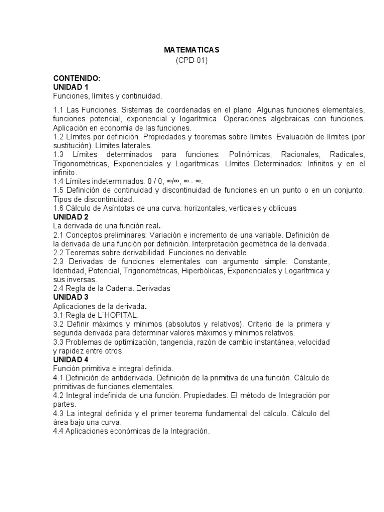 Primer Semetre MATEMATICAS | PDF | Derivado | Integral