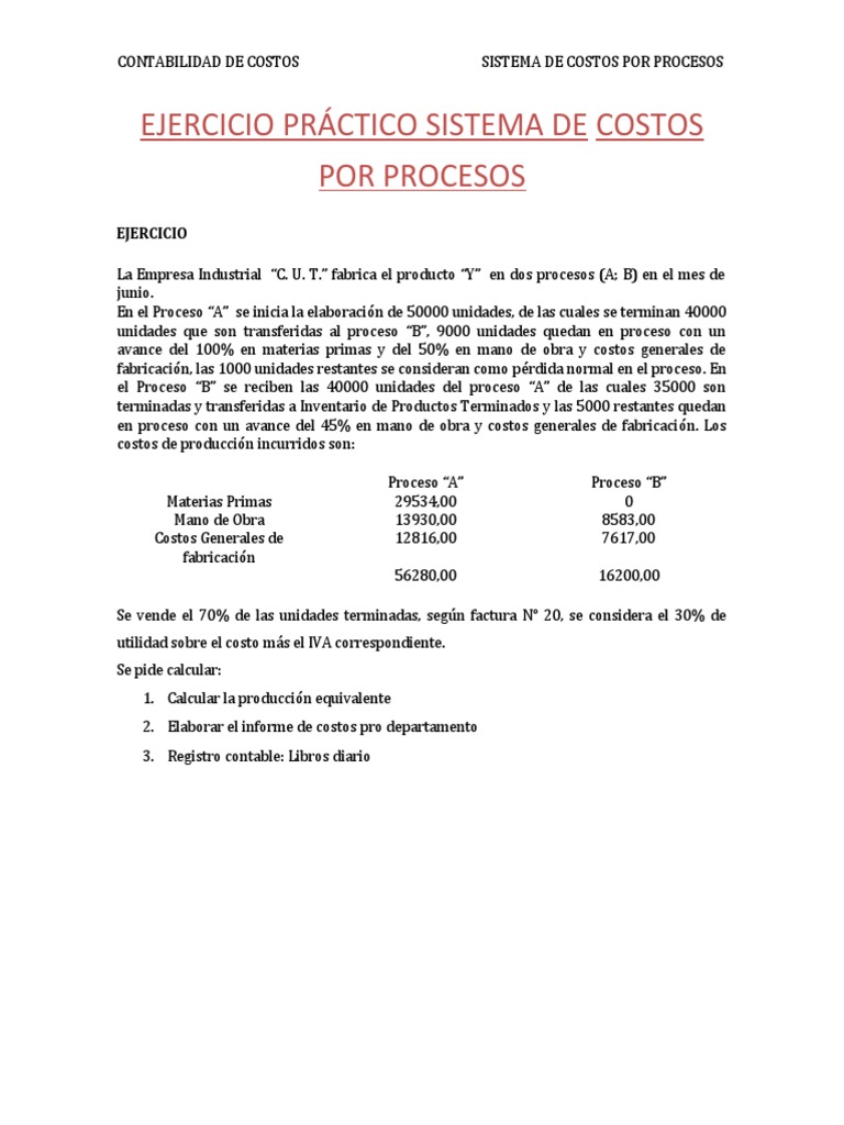 Costo Por Proceso | PDF | Contabilidad de costos | Inventario