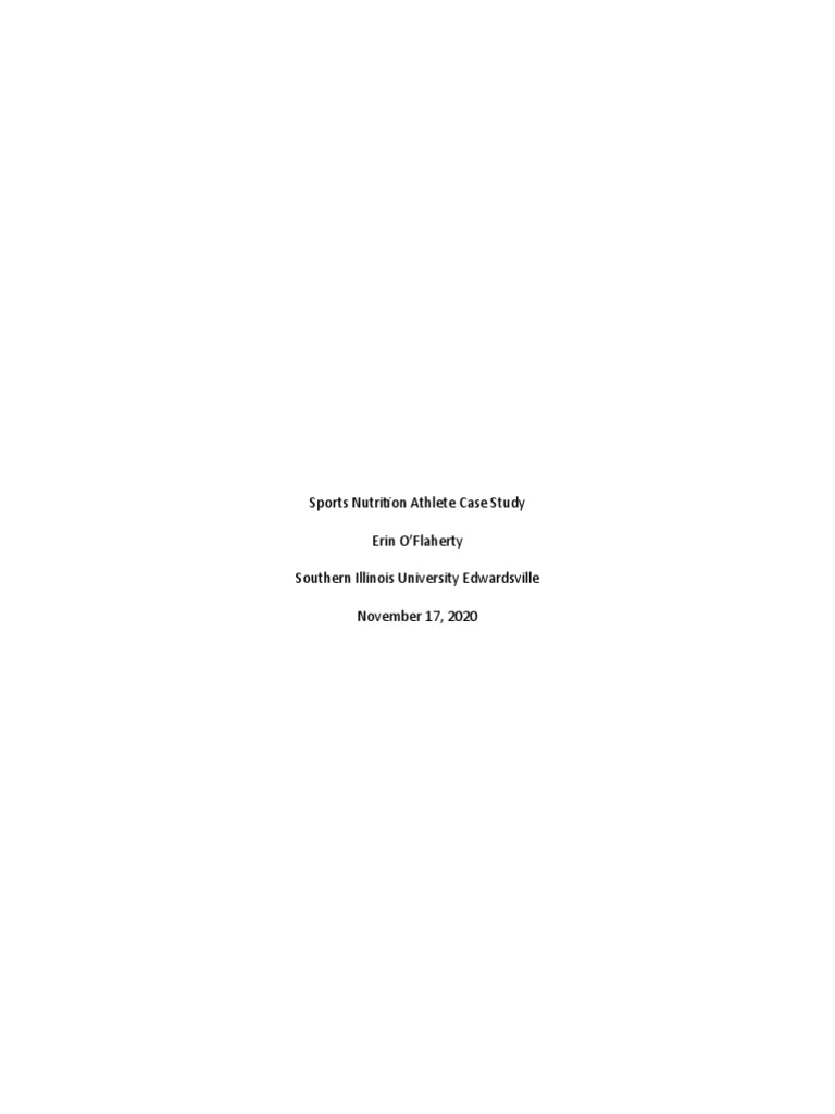Sports Nutrition Athlete Case Study | PDF | Calorie | Vitamin D