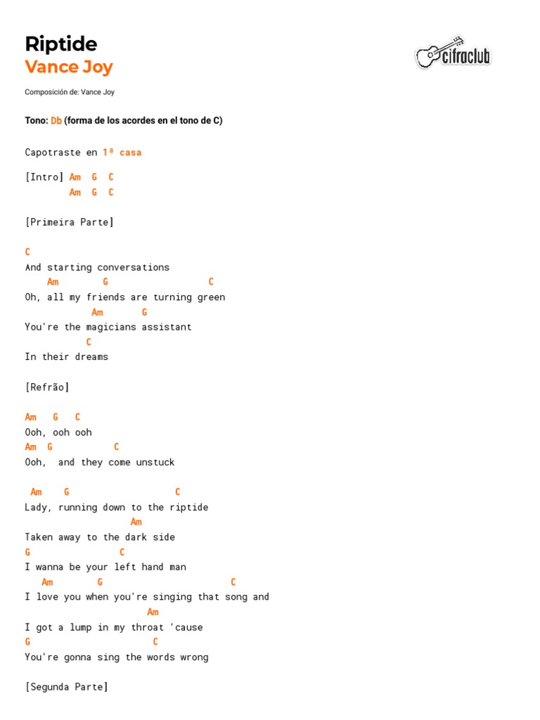 Riptide Ukulele Chords and Lyrics | PDF | Billboard Number One Singles ...