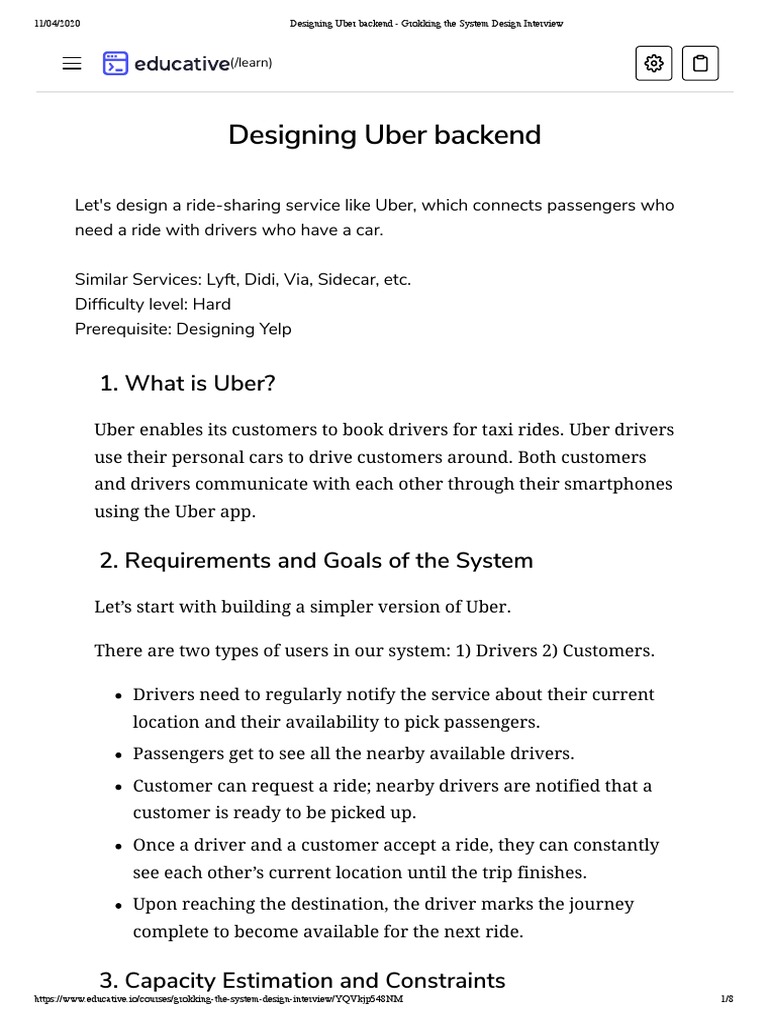 Designing Uber Backend | PDF | Computer Science | Computer Data