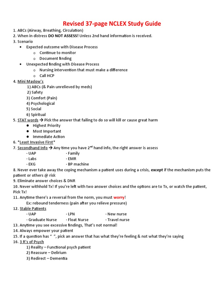 NCLEX Study Guide: Key Strategies | PDF | Anemia | Medical Specialties