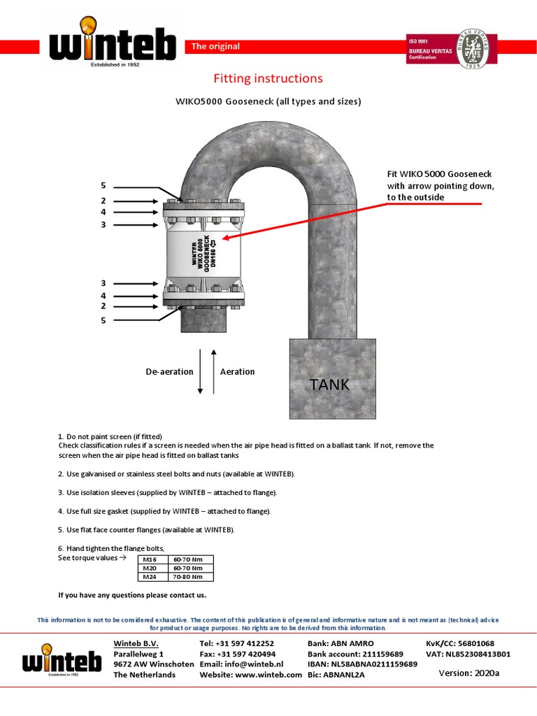 Fitting Instructions for WIKO5000 Gooseneck Air Pipe Heads to Ballast ...