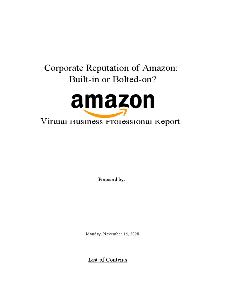 Corporate Reputation of Amazon | PDF | Reputation | Corporate Social ...
