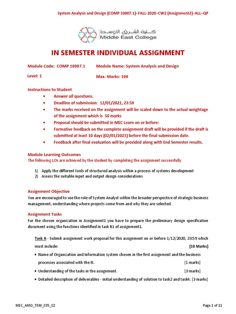 SAD (COMP 10007.1) FALL-2020CW (Assig2) ALLQP | PDF | Business | Science