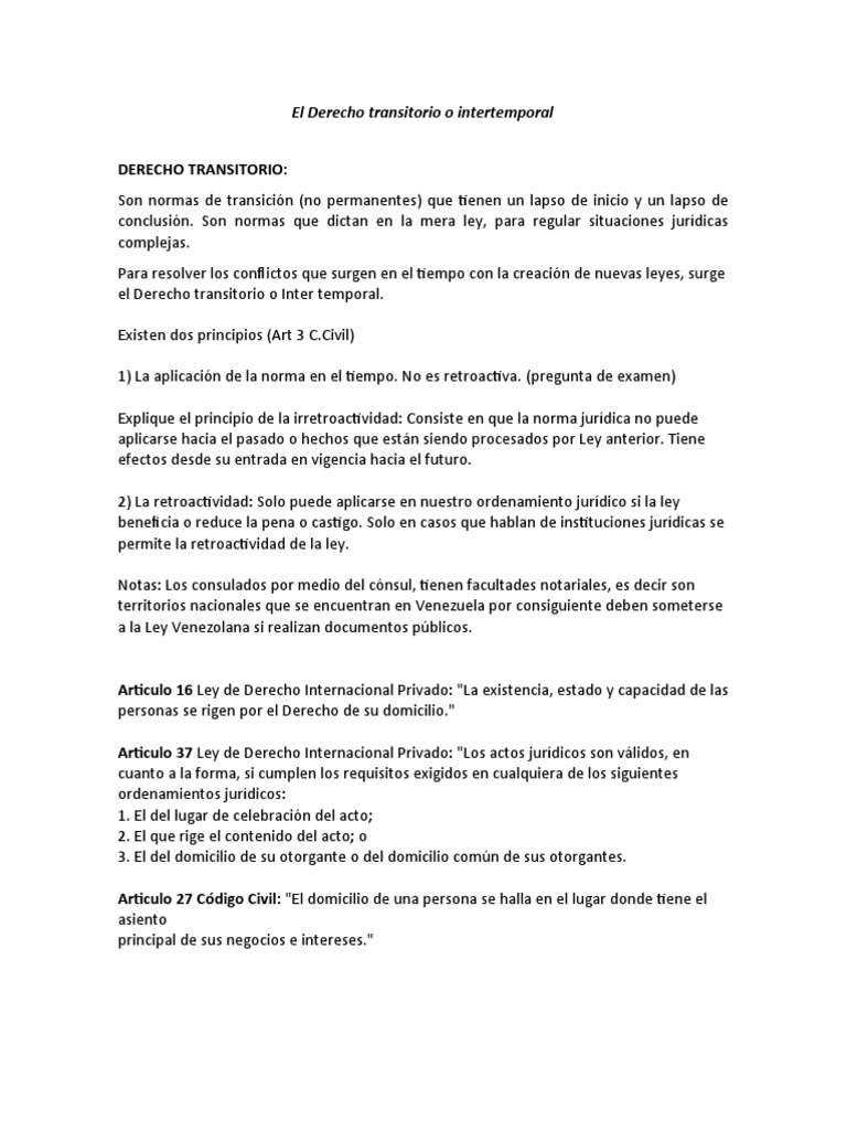 Derecho Transitorio: Normas y Principios | PDF | Ley ex post facto ...