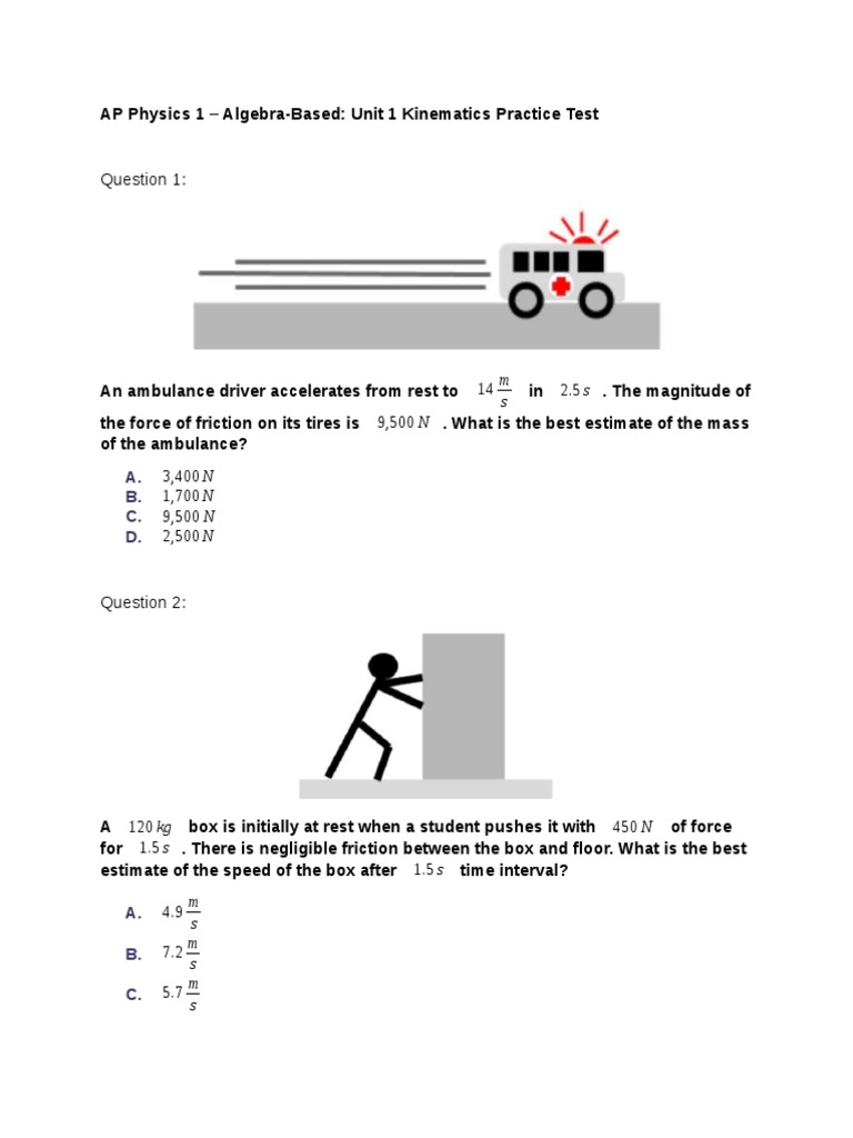 AP Physics 1 Algebra Based Unit 1 Kinematics | PDF | Velocity ...