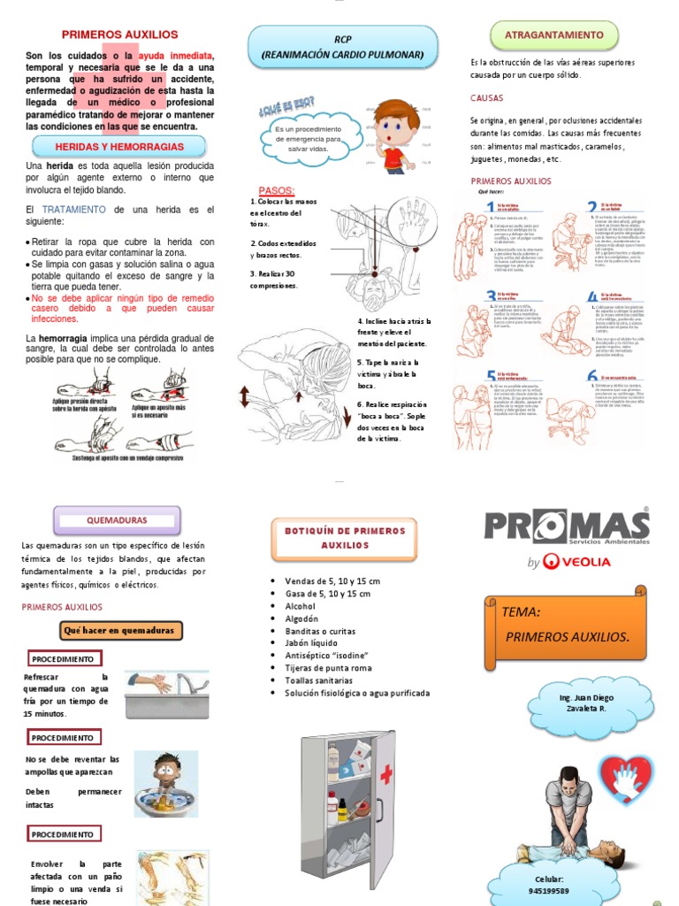 Triptico Primeros Auxilios | PDF | Primeros auxilios | Herida