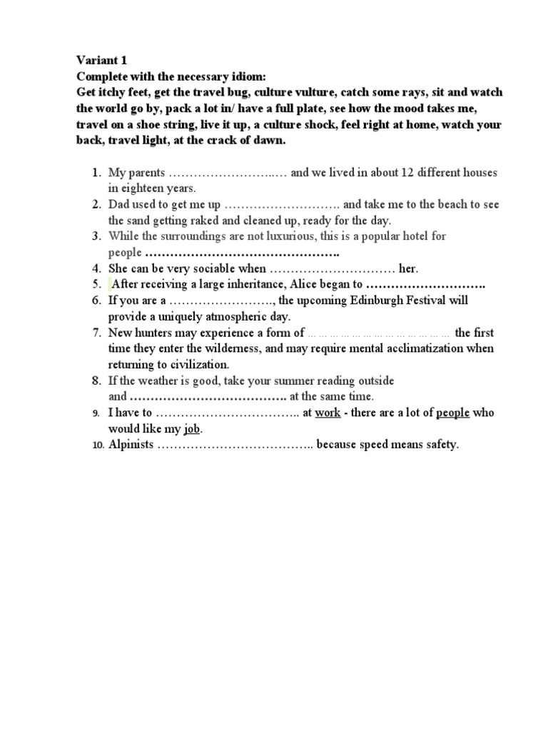 Idioms - Travelling | PDF