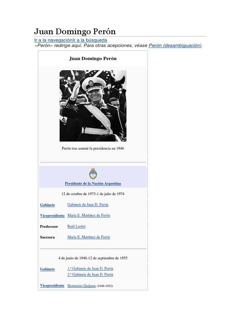 Biografía de Juan Domingo Perón | PDF | Argentina | Gobierno