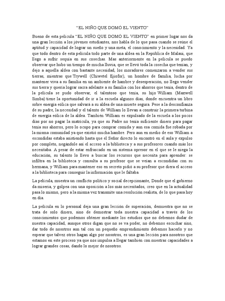 El Niño Que Domó El Viento | PDF