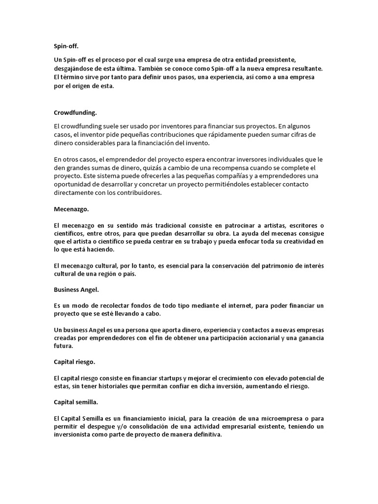Definición de Spin-off y Startup | PDF | Empresa de inicio | Pequeñas ...