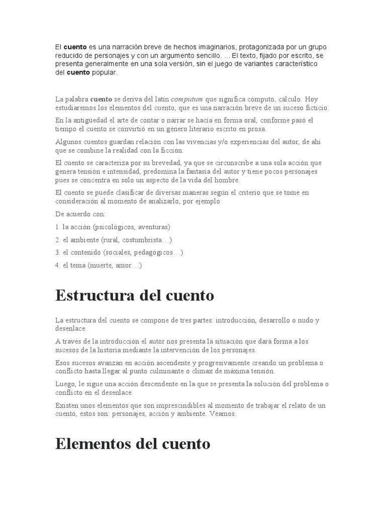 Estructura de Un Cuento. | PDF | Cuentos | Narrativa