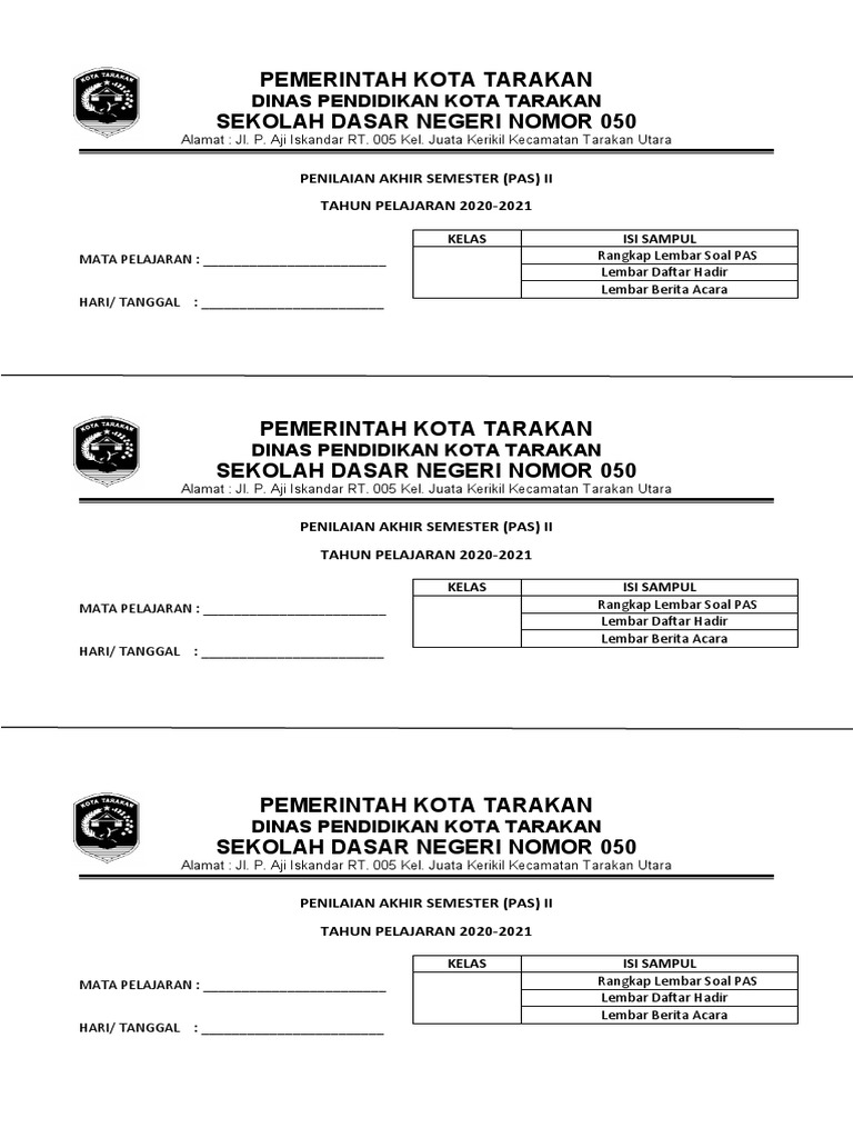 Sampul Soal PAS Genap 2020 2021 | PDF