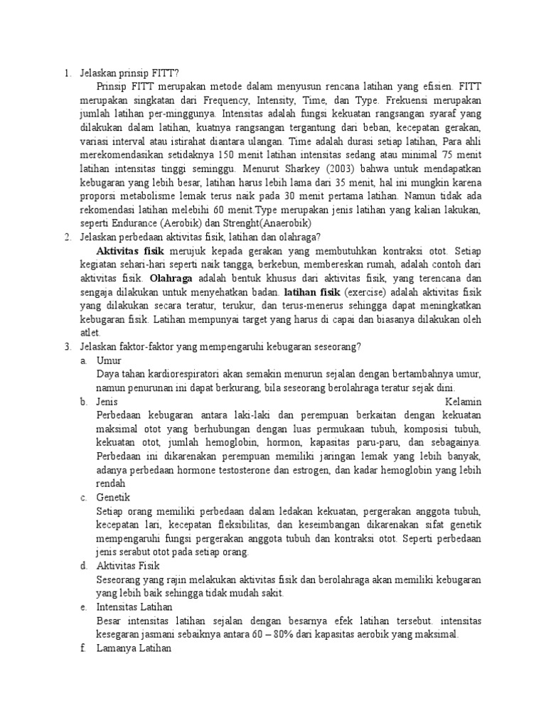 UTS Kondisi Fisik Dan Program Latihan | PDF