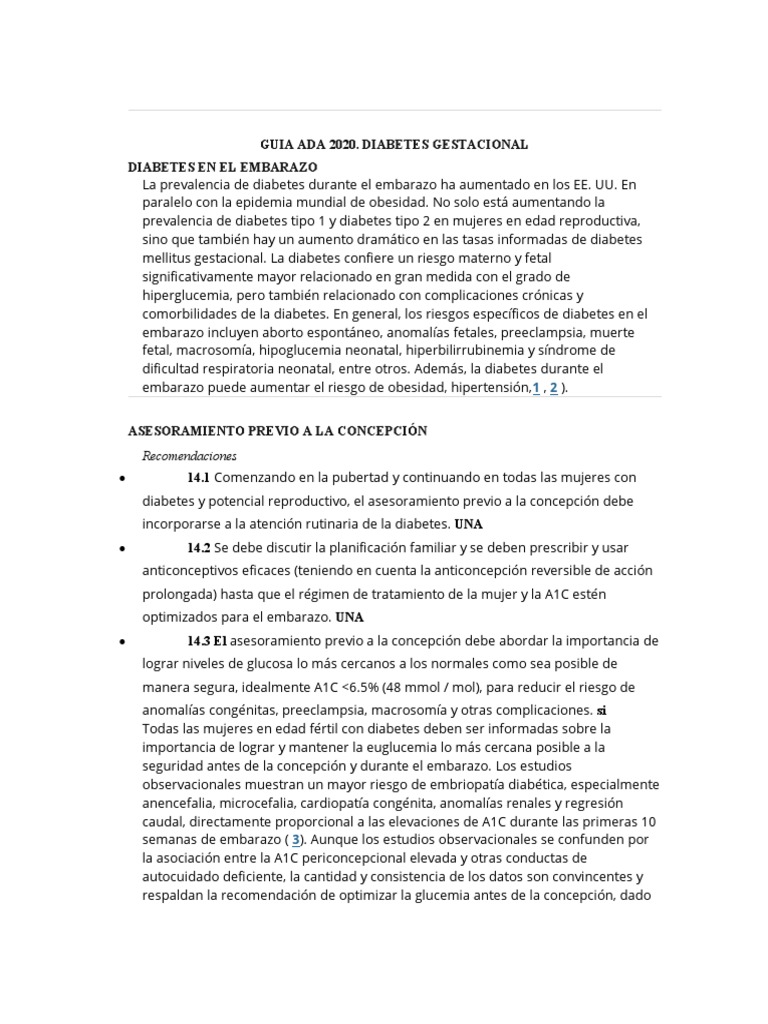 Guia Ada 2020 | PDF | Diabetes | El embarazo