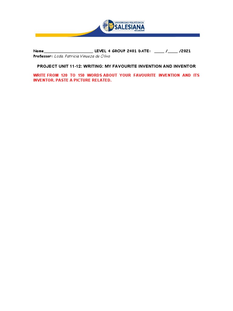 Project My Favorite Invention and Inventor | PDF