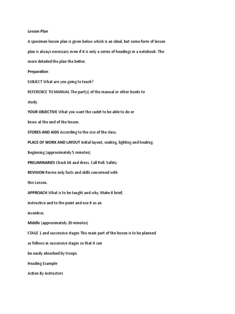 Lesson Template British Army | PDF