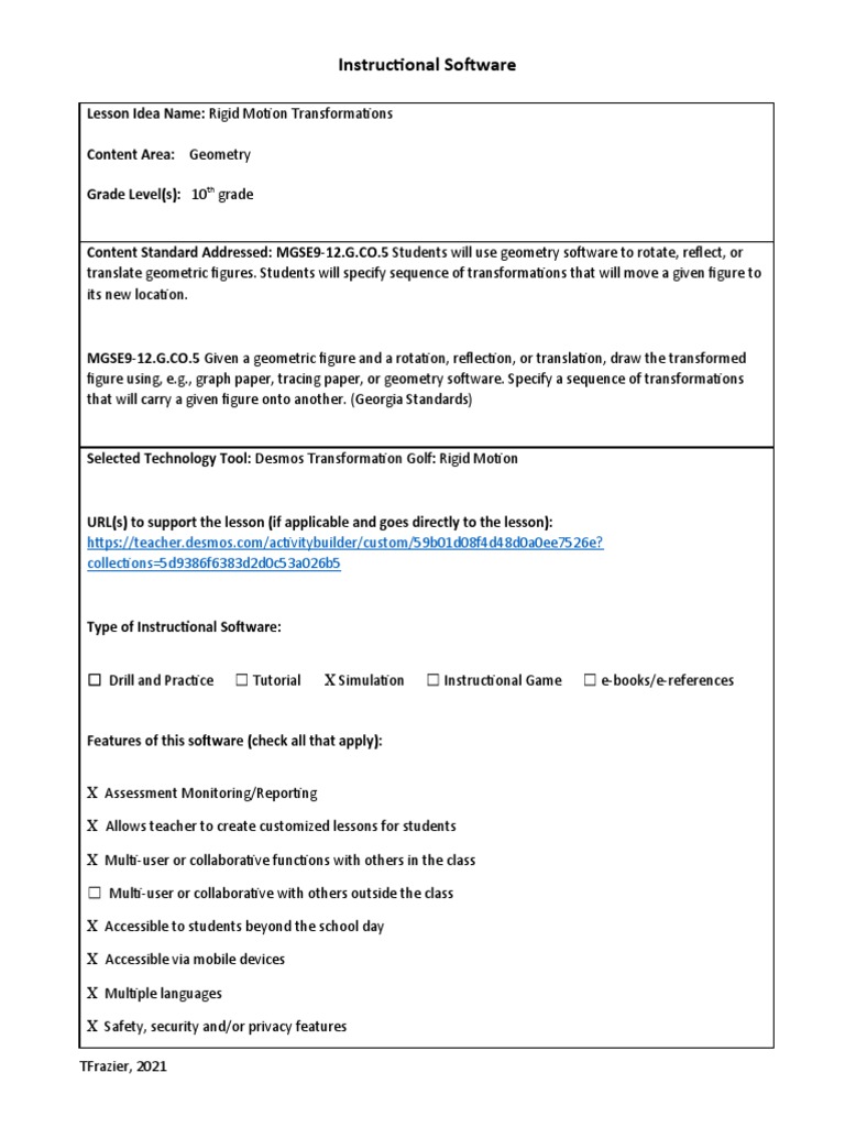 m04 Instructional Software Lesson | PDF | Lesson Plan | Simulation