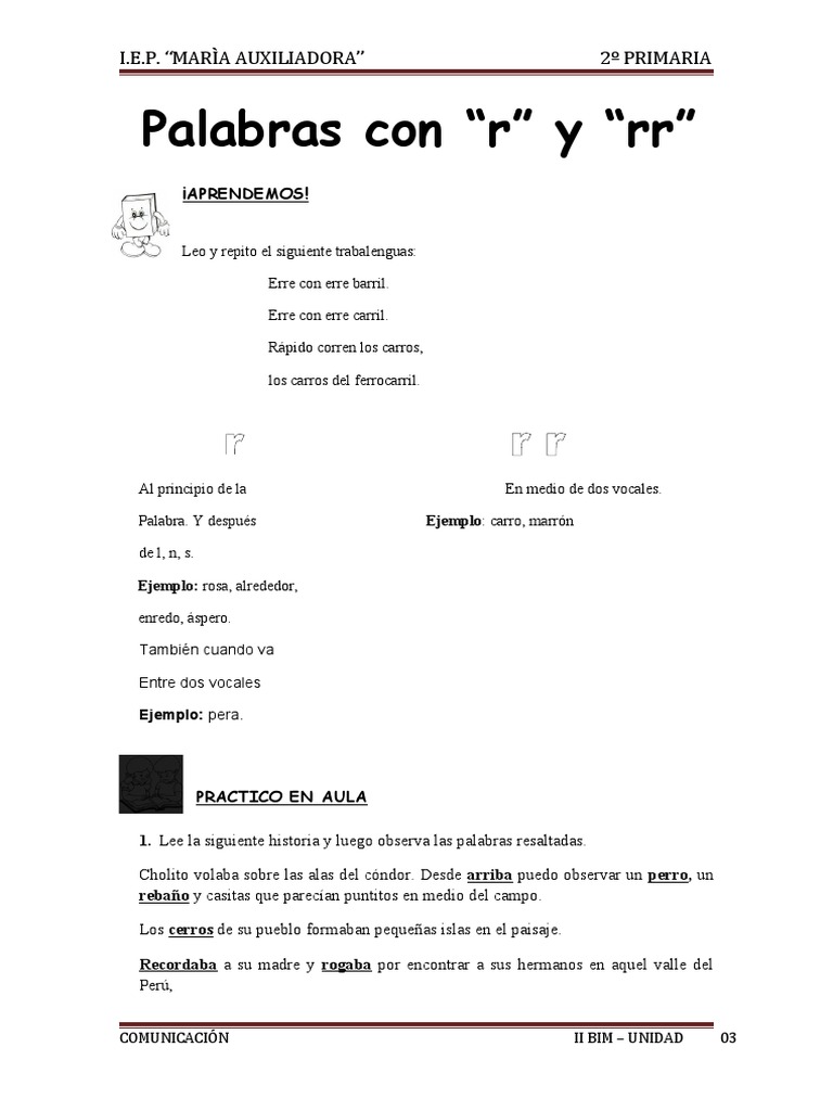 Palabras Con RR y R | PDF