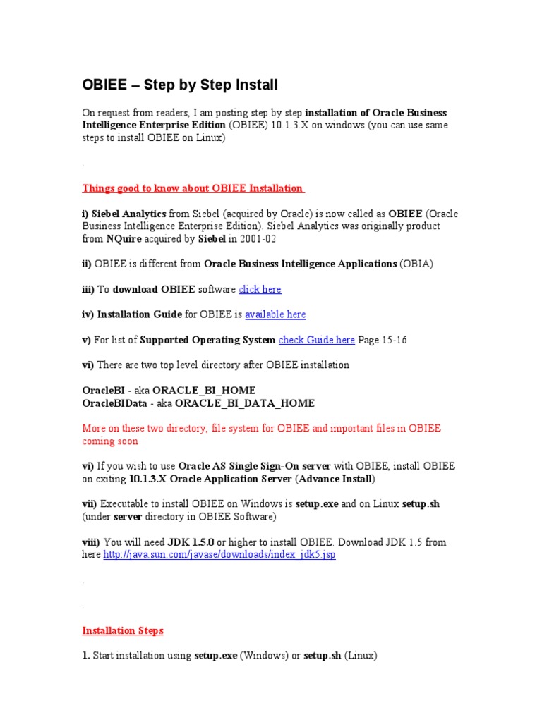 OBIEE 10.1.3.X Windows Install Guide | PDF | Microsoft Windows | Oracle ...
