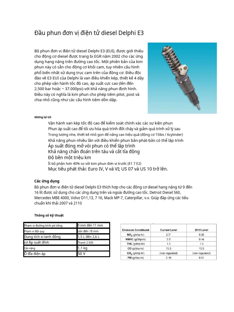 Delphi E3 Diesel Electronic Unit Injector - En.vi | PDF