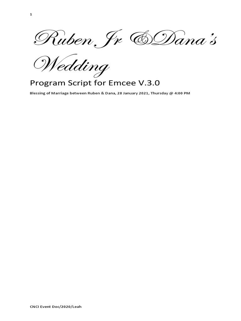 Edited Final RG & Dana Wedding Script MC & Time Line v3.0 | PDF ...