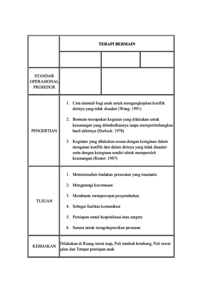 Sop Terapi Bermain | PDF