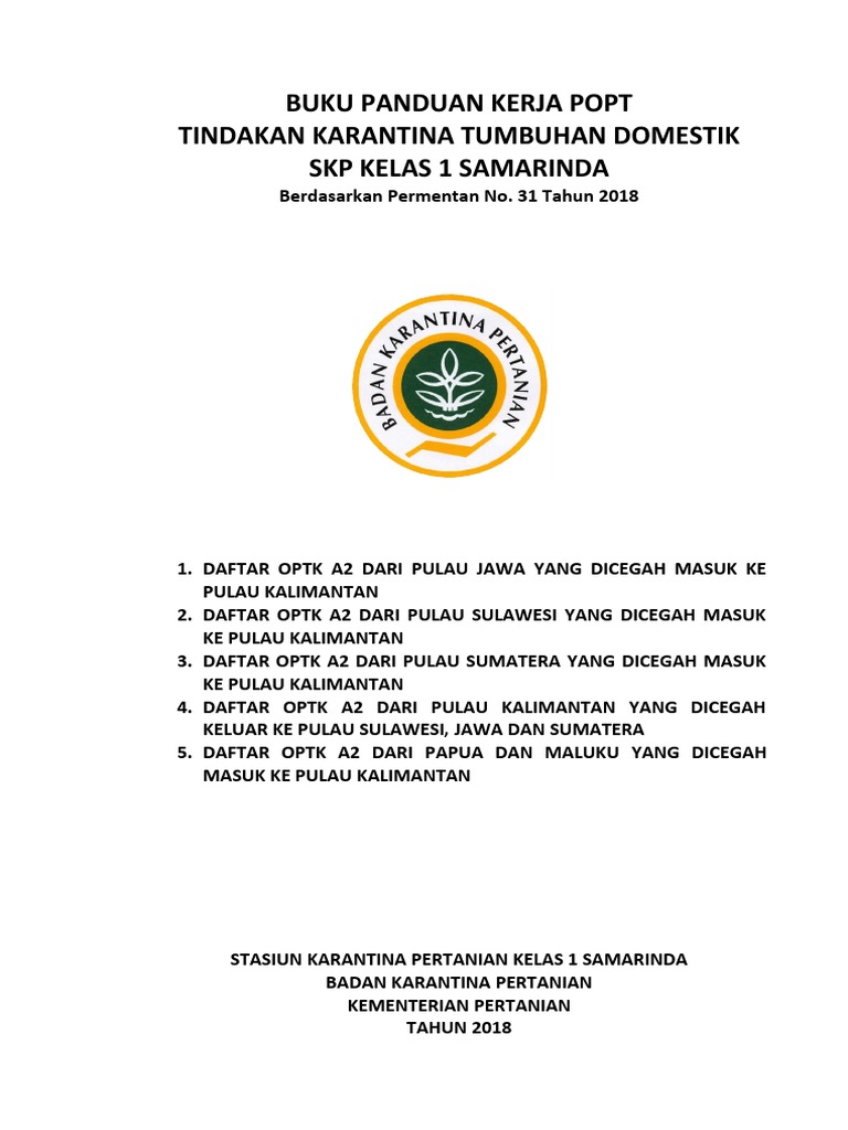Daftar OPTK A2 Karantina Kalimantan | PDF