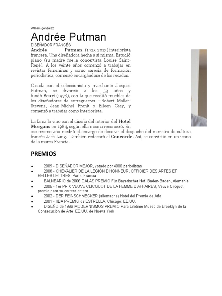 Andrée Putman: Icono del Diseño Francés | PDF | Diseño | Artes (general)