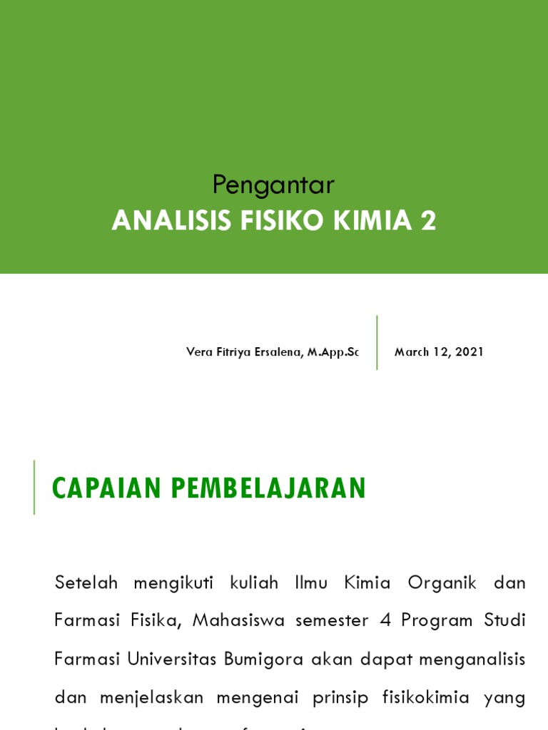 01 Pengantar Analisis Fisikokimia 2 | PDF 01 Pengantar Analisis Fisikokimia 2 | PDF
