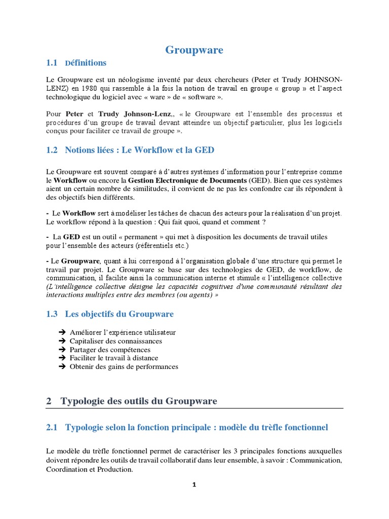 Résumé Groupware | PDF | Workflow | Intelligence collective