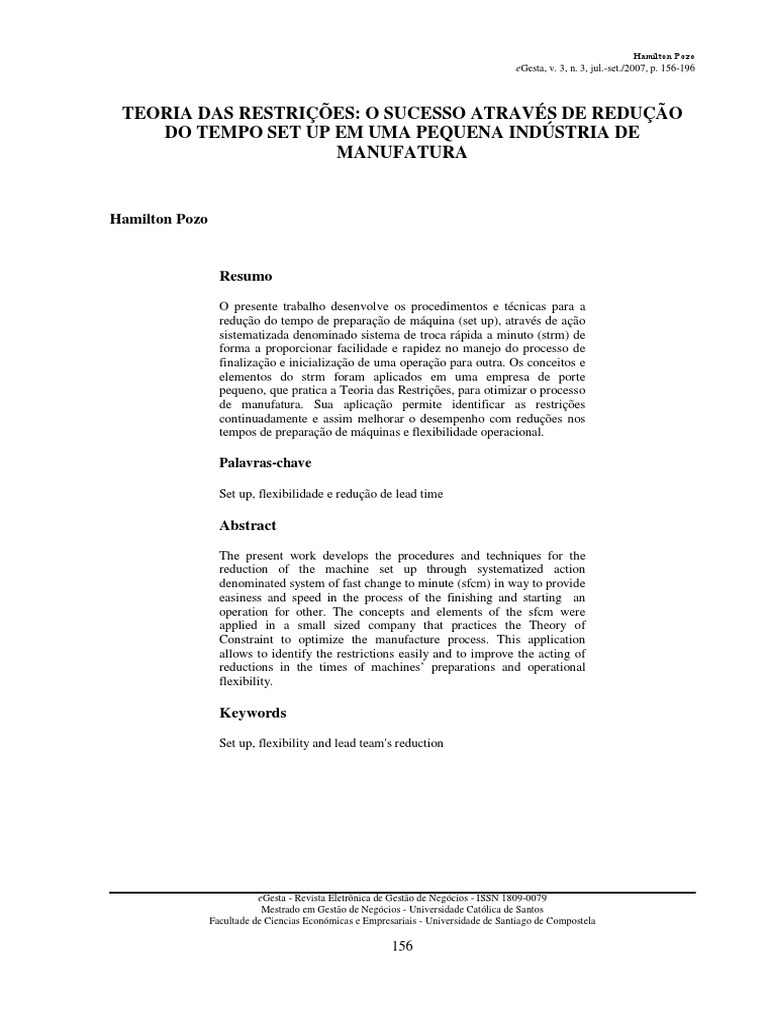 Teoria Das Restrições | PDF | Economia | Tempo