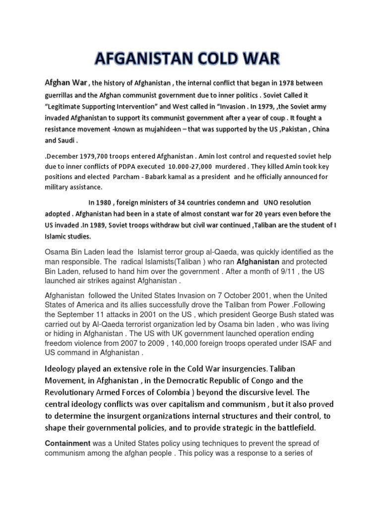 Afganistan Cold War | PDF