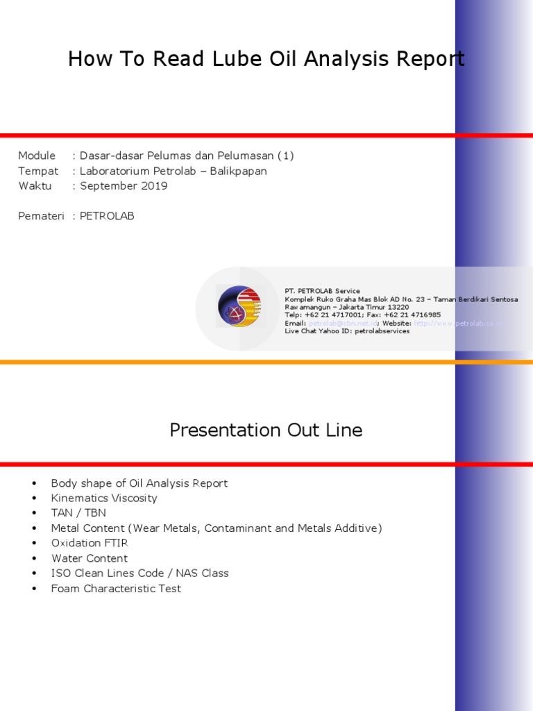 How To Read Lube Oil Analysis Report | PDF