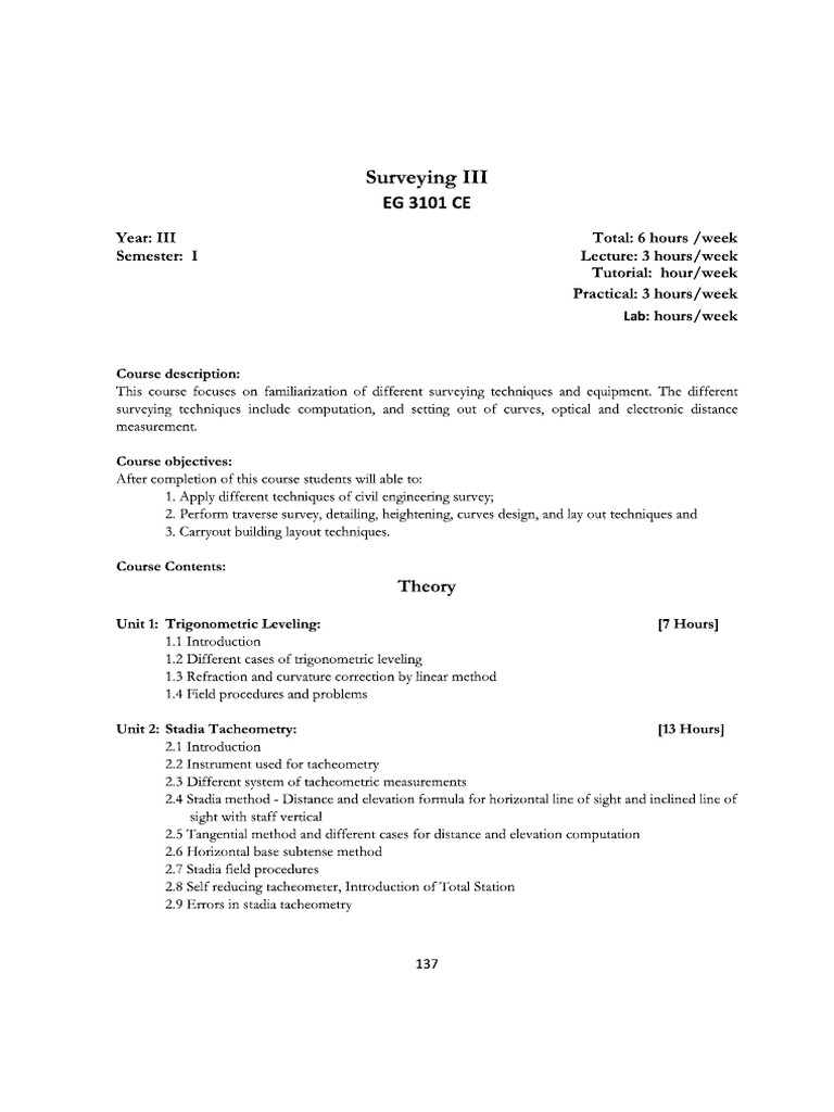 Survey Iii Diploma Syllabus Pdf