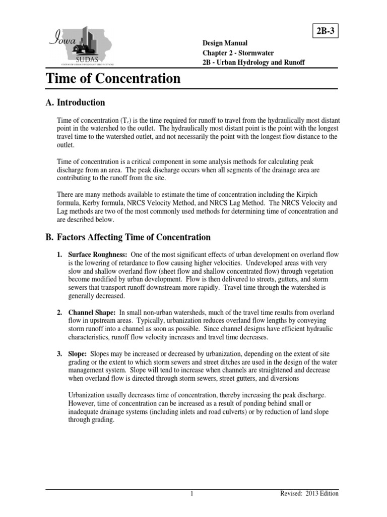NRSC Time of Concentration 1 | PDF | Surface Runoff | Drainage Basin
