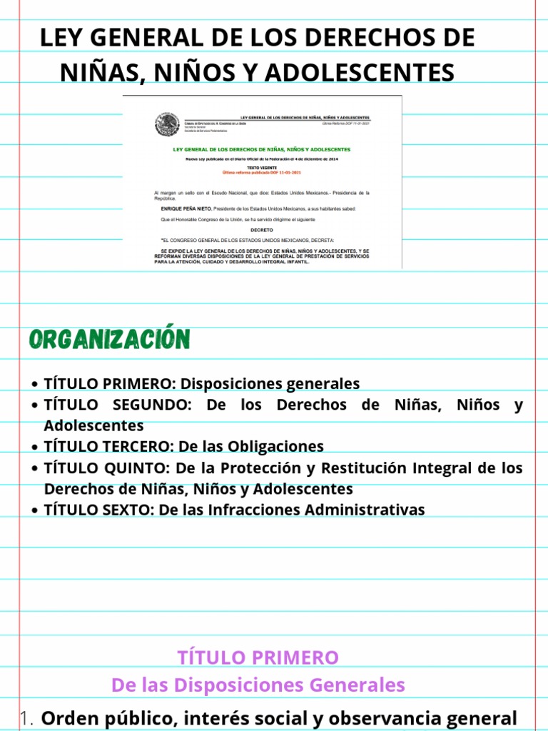 Ley General de Los Derechos de Niñas, Niños y Adolescentes | PDF ...