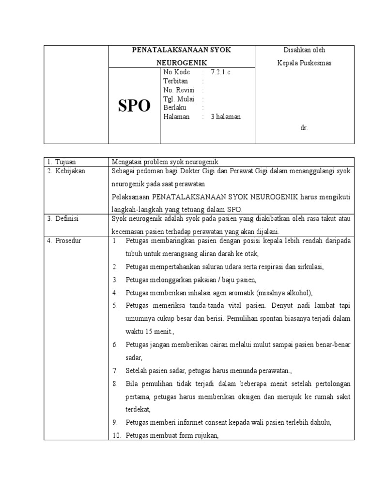 Penatalaksanaan Syok Neurogenik pada Pasien | PDF
