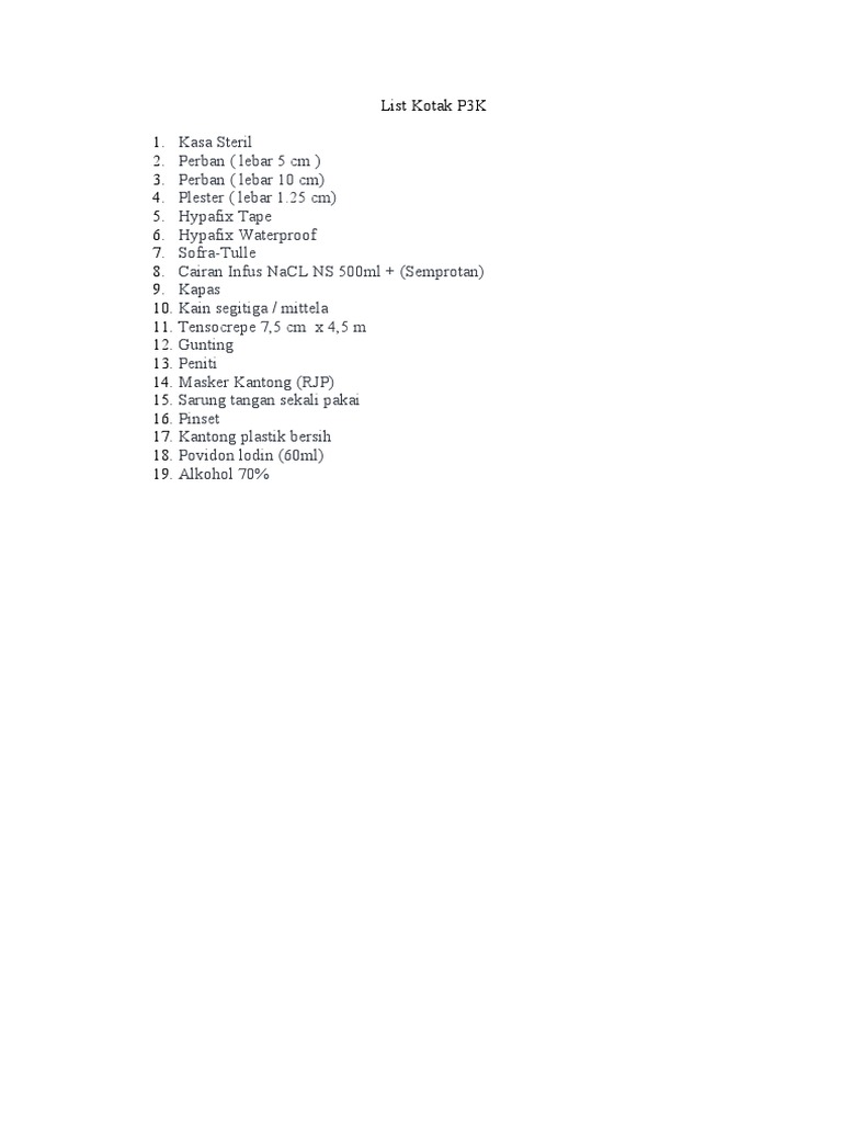 List Kotak P3K | PDF