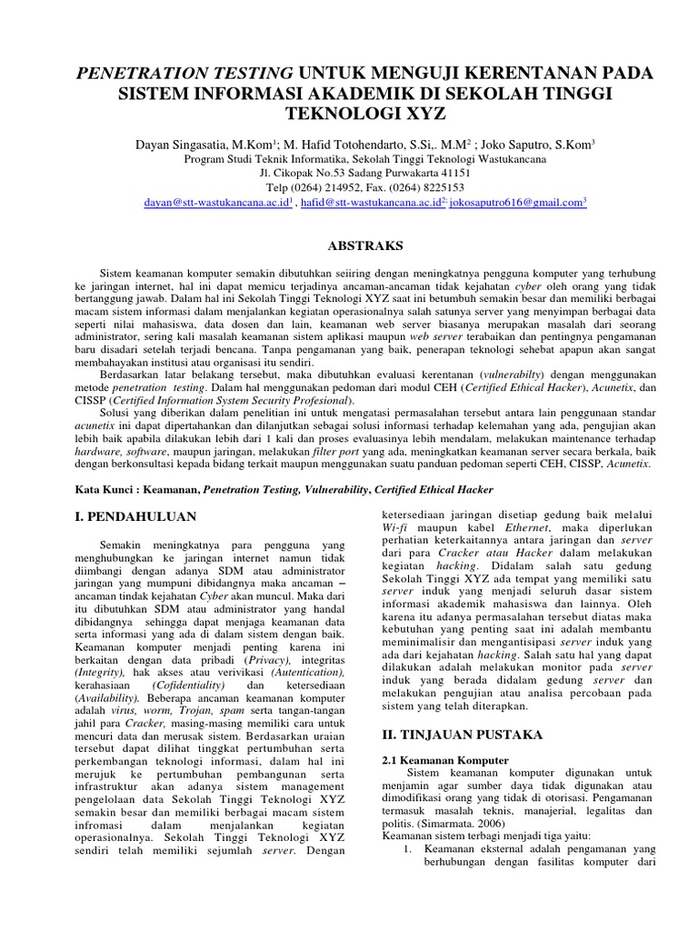 Penetration Testing di STT Wastukancana | PDF