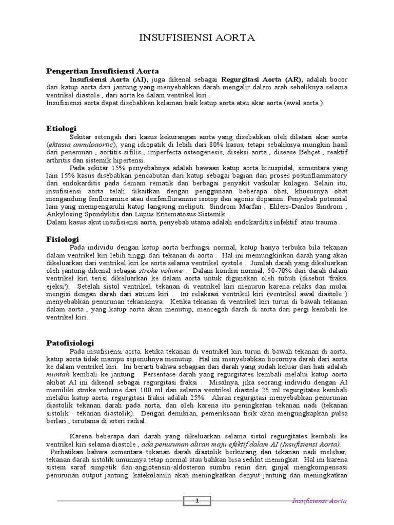 INSUFISIENSI AORTA (Laporan) | PDF