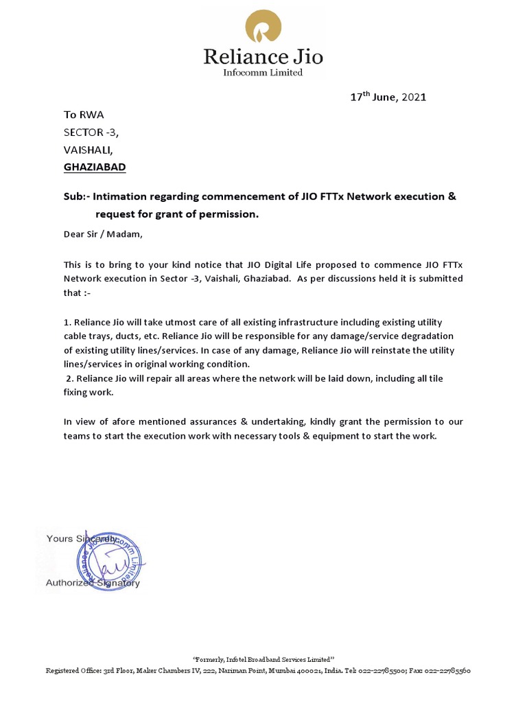 RWA Letter - Vaishali Sector 3 | PDF