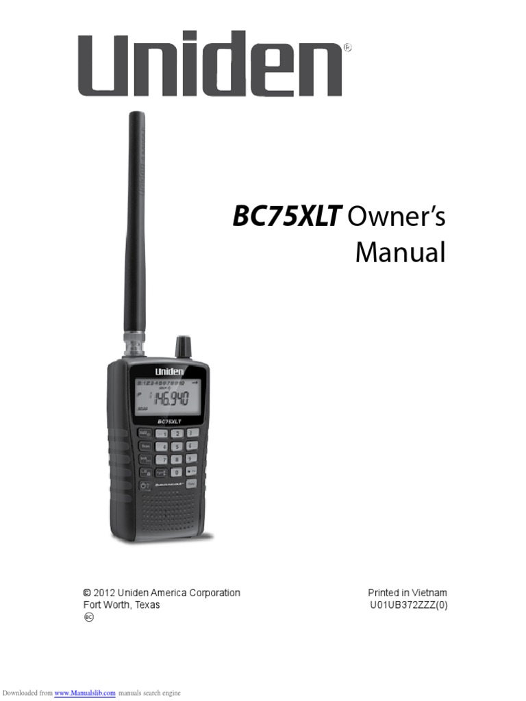 BC75XLT Owner's: Manual | PDF | Frequency Modulation | Radio Spectrum