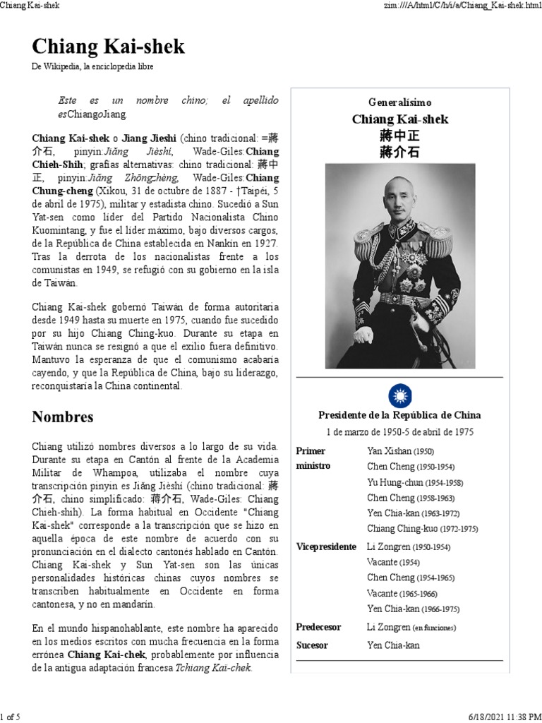 Chiang Kai-Shek | PDF | Chiang Kai-Shek | Kuomintang